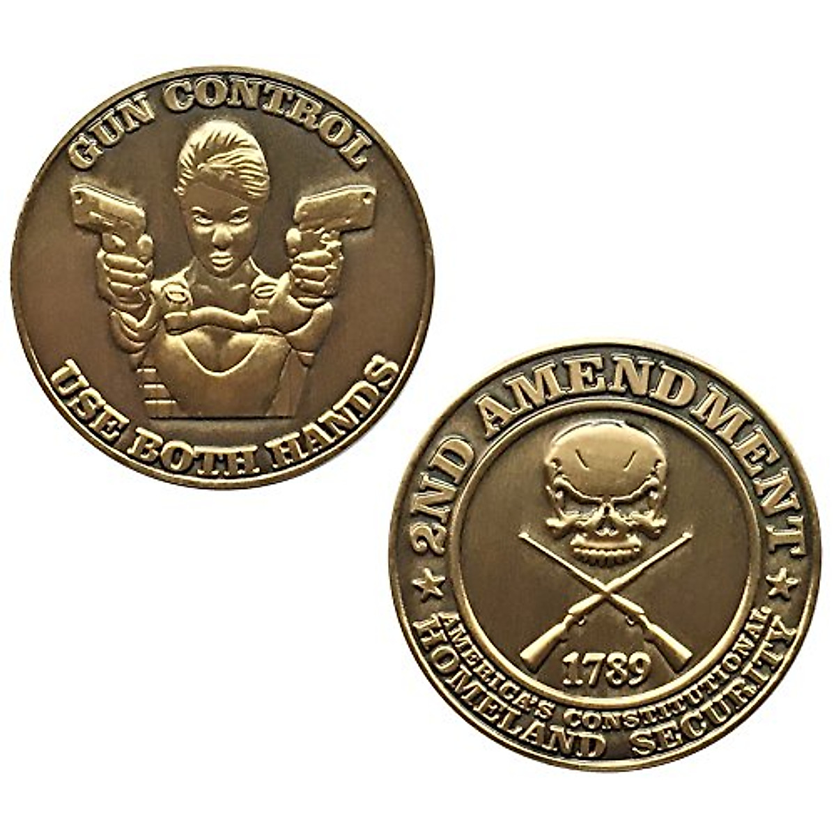 Thompson Emporium Gun Control Use Both Hands Heads Tails Good Luck Challenge Coin