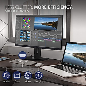 ViewSonic VG2755-2K 24 Inch IPS 1440p Monitor with USB C 3.1, HDMI, DisplayPort and 40 Degree Tilt Ergonomics for Home and Office,Black