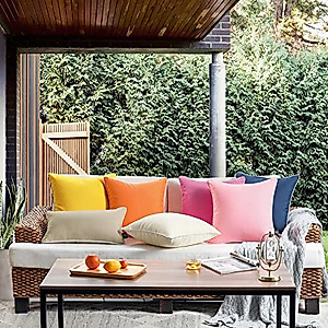 Phantoscope Pack of 2 Outdoor Waterproof Throw Pillow Covers Decorative Square Outdoor Pillows Cushion Case Patio Pillows for Couch Tent Sunbrella, Hot Pink 18x18 inches 45x45 cm