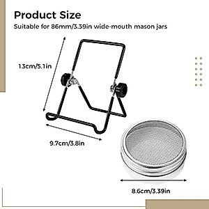 Homaisson 4 Packs Sprouting Jar Lids Sprouting Stand, Stainless Steel Mason Sprouting Jar Lids with 4 Jar Stands, 3.39inch Breathable Wide-Mouth Sprouting Jar Lids for 3.39inch Mason Jars, Grow Bean Sprouts, Broccoli Seeds, Alfalfa,