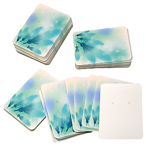Honbay 100PCS Earring Cards Blue Feather Design Jewelry Display Card Hanging Card and 100PCS Self Sealing Bags for Earrings Necklace Jewelry Packing (2 x 2.8 Inch)