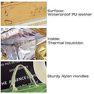 iToolai Zipper Mini Patent PU Leather Waterproof Reusable Lunch Bags Insulated Tote Bag,Black