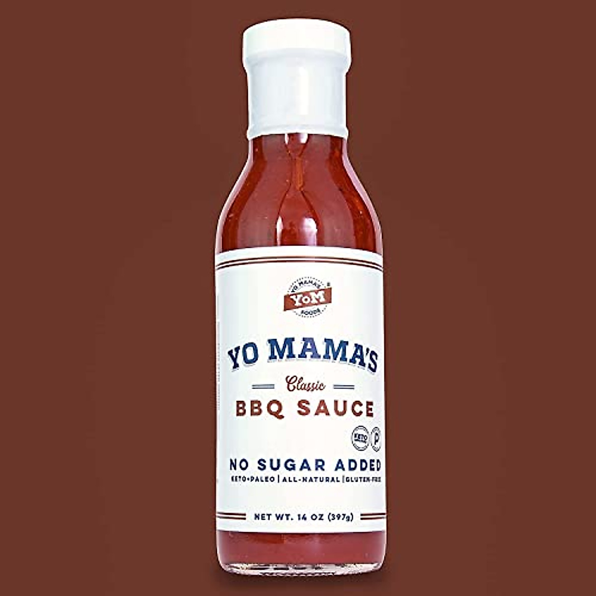 Keto Barbecue BBQ Sauce by Yo Mama's Foods – (Pack of 2) - Vegan, No Sugar Added, Low Carb, Low Sodium, Gluten Free, Paleo, and Made with Whole Non-GMO Tomatoes!