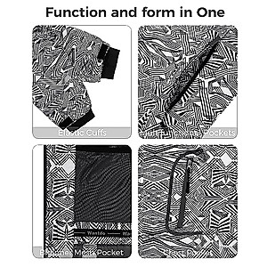 Wantdo Men's Waterproof Fleece Ski Jacket Windproof Winter Coat Parka Black Floral XL