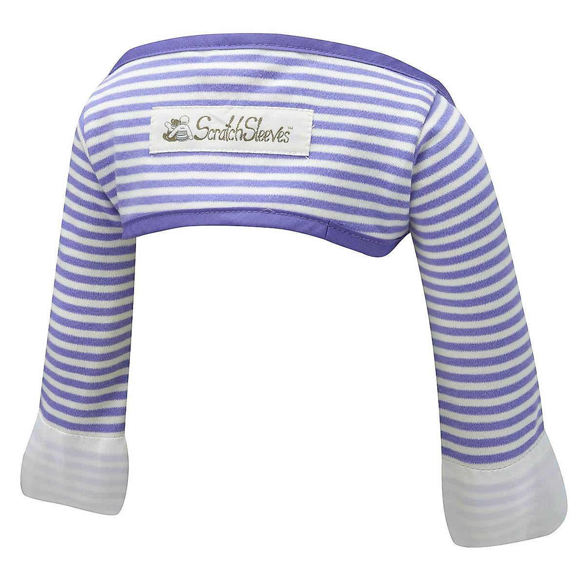 ScratchSleeves | Baby Boys' Stay-On Scratch Mitts | Stripes | Blue and Cream | 12-18m