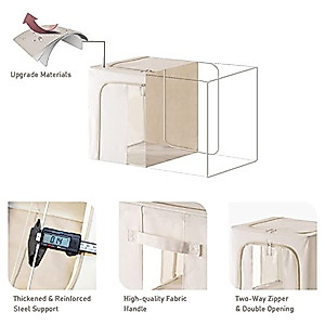 Clothes Storage Bins with Zipper and Metal Frame,2 Pack 24L, Foldable Closet Organizers and Storage Bags,Closet Sweaters Organizer,Quilt Storage Bin Under Bed,Kids&Baby&Adult Clothing Storage Containers