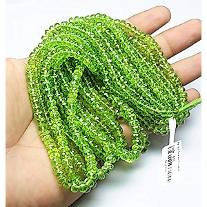 GemAbyss Beads Gemstone Natural Green Peridot Faceted Rondelle Spacer Micro Gemstone Craft Loose Beads Strand 8 Inch Long 6mm 5.5mm Code-MVG-434