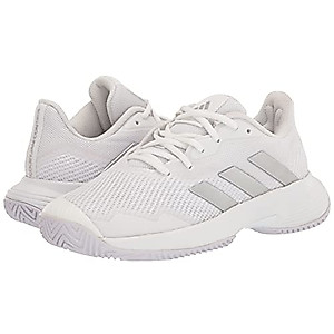 adidas Women's CourtJam Control Sneaker, White/Silver Metallic/White, 8.5