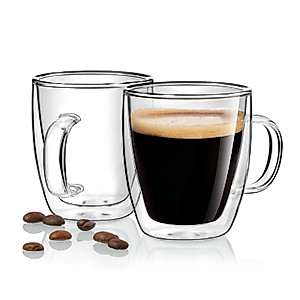 Bivvclaz Espresso Cups Set of 2, 2.7 Ounces Double Wall Glass Espresso Cups, Insulated Espresso Shots Cup, Clear Espresso Shot Glass for Espresso Accessories, Suit for Espresso Machine