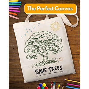 PartyPrints 5 Pack 15x16 Large Premium Cotton Canvas Tote Bag, Reusable Blank Plain Bulk Sublimation Natural Beige Cloth Bags with Handles for Gift, Beach, School, Work, DIY, Craft, Shopping, Painting