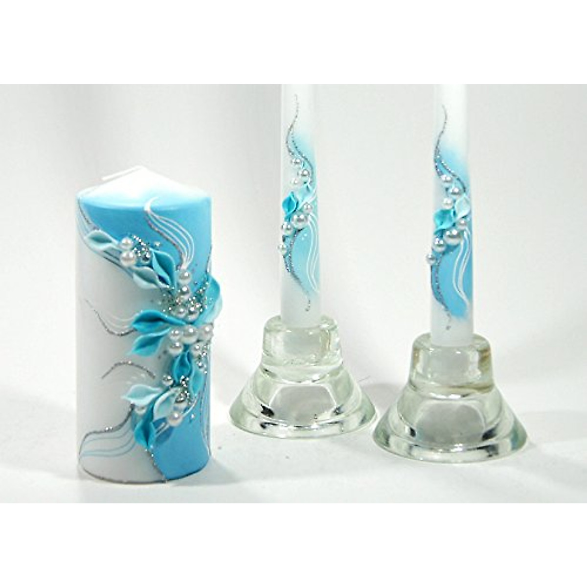 Magik Life Unity Candle Set for Wedding - Wedding Accessories for Reception and Ceremony - Decorative Pillars Teal