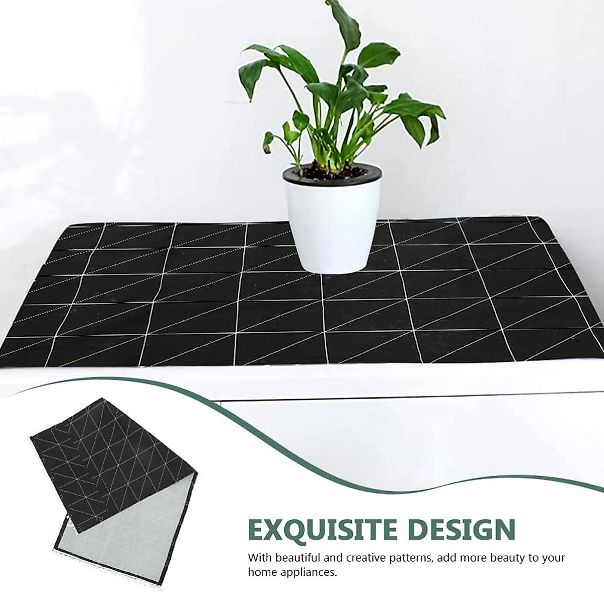 Fridge Top Cover with Storage Pockets Bags Refrigerator Fridge - Cover Washing Machine Cover Universal Covers Kitchen Decor Black