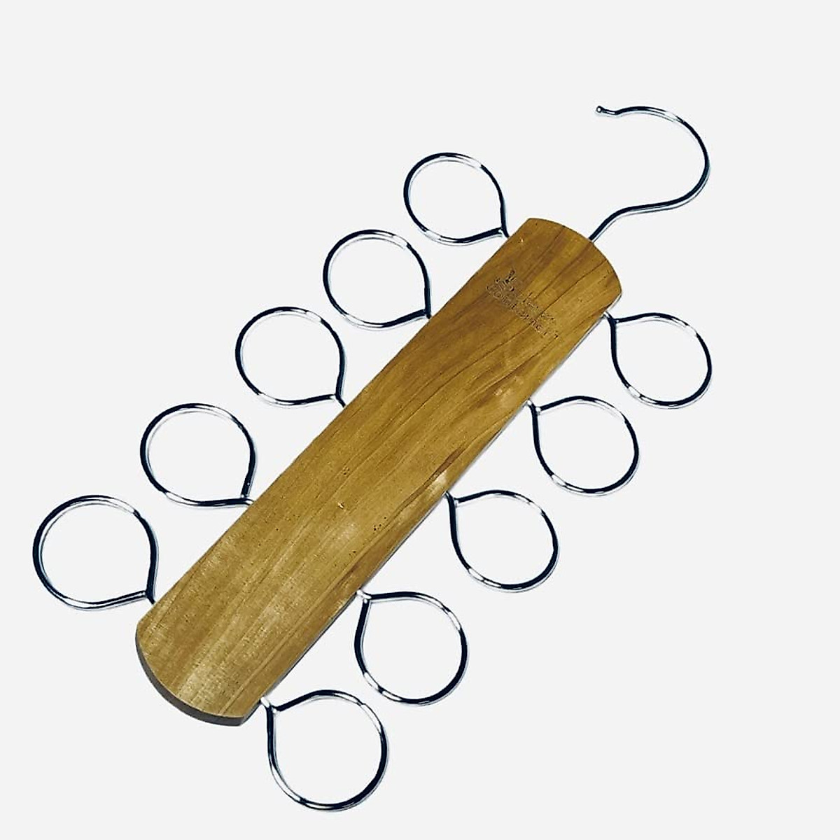 RoomForLife - Solid Wood & Metal Accessory Hanger for Small Garments, Scarves, Necklaces, Ties and More - 20 Metal Arms - Get and Stay Organized