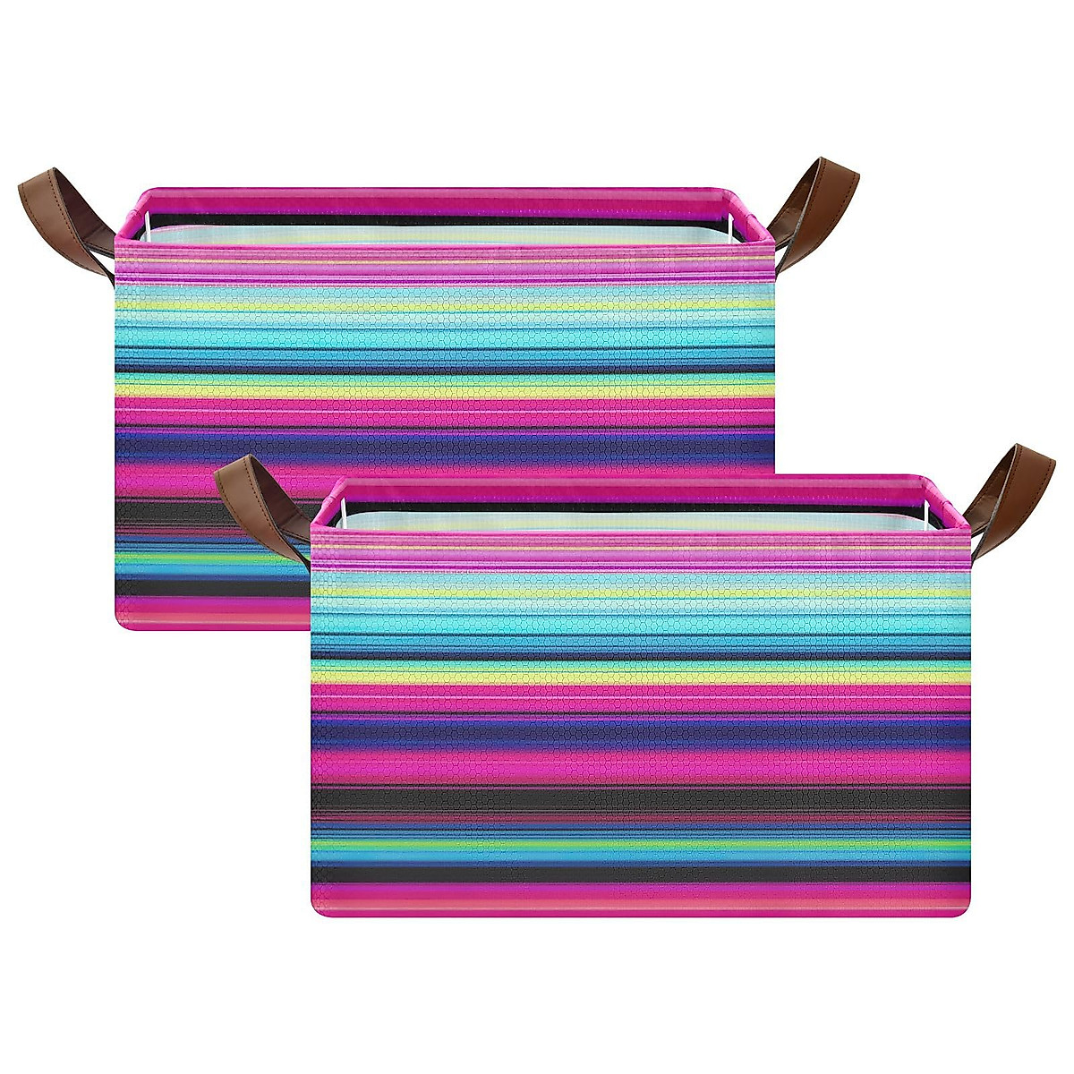 YETTASBIN Mexican Serape Blanket Stripes Storage Basket 1 Pack, 32L Large Collapsible Toys Clothes Organizer, Waterproof Closet Storage Bin with Handle for Shelves Laundry Bathroom Home Office Decor