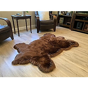 LAMBZY Faux Sheepskin Super Soft Hypoallergenic Silky Shag Bear Rug for Living Room, Kids Room, Sofa (2'x3', Brown)