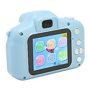 Emoshayoga Toddler Camera, Blue 400mAh Capacity Small Digital Camera Front Rear 8MP 1080P HD Video with 32G Memory Card for Outdoor