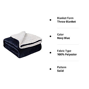 NANPIPER Sherpa Blanket, Super Soft Fuzzy Flannel Fleece/Wool Like Reversible Velvet Plush Blanket, Thick Warm Blanket for Winter (Twin Size 60"x80", Navy Blue)