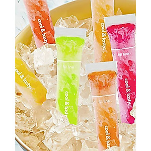 ANSMIO 150 Disposable Popsicle Mold Bags with Zip Seals, 8x2" Freezer Tubes for DIY Ice Pops, Yogurt, Juice & Fruit Smoothies - Includes Funnel for Healthy Snack Prep, BPA-Free, Ice Pop Molds