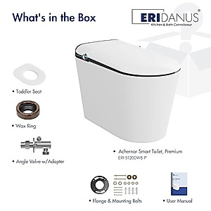 Smart Toilet with Bidet Built in, Eridanus One Piece Bidet Toilet for Bathrooms, Warm Water Wash & Dryer, Foot Sensor Flush, Elongated Heated Seat, Auto Open/Close with Digital Display, White & Black