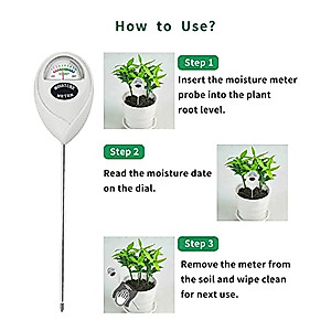 Censinda Soil Moisture Meter, Soil Moisture Monitor for House Plants, Soil Hygrometer Moisture Sensor for Indoor & Outdoor, Garden, Farm, Lawn Plant Care, No Battery Needed(White)