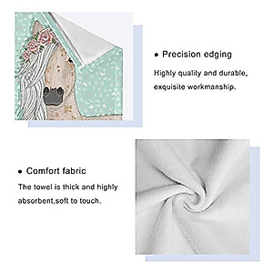 Flower Horse Towel Bathroom Sets Animal Poney Towel Set of 3 Blue Soft Highly Absorbent Towels 1 Bath Towel 1 Hand Towel 1 Washcloth for Kitchen Beach Gym Spa Decorative