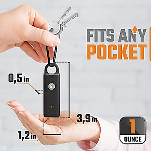 Personal Safety Alarm Keychain for Women Protection – USB Rechargeable 130 dB Self Defense Siren Panic Key Chain with Light and Low Battery Notice by WETEN (Black)