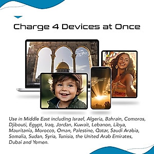 Ceptics Israel, Jordan Power Plug Adapter Travel, 20W PD & QC, Safe Dual USB & USB-C 3.1A -2 USA Socket - Use in Jerusalem, Palestine, UAE - Includes Type H, Type C, Type G Swadapt Attachments