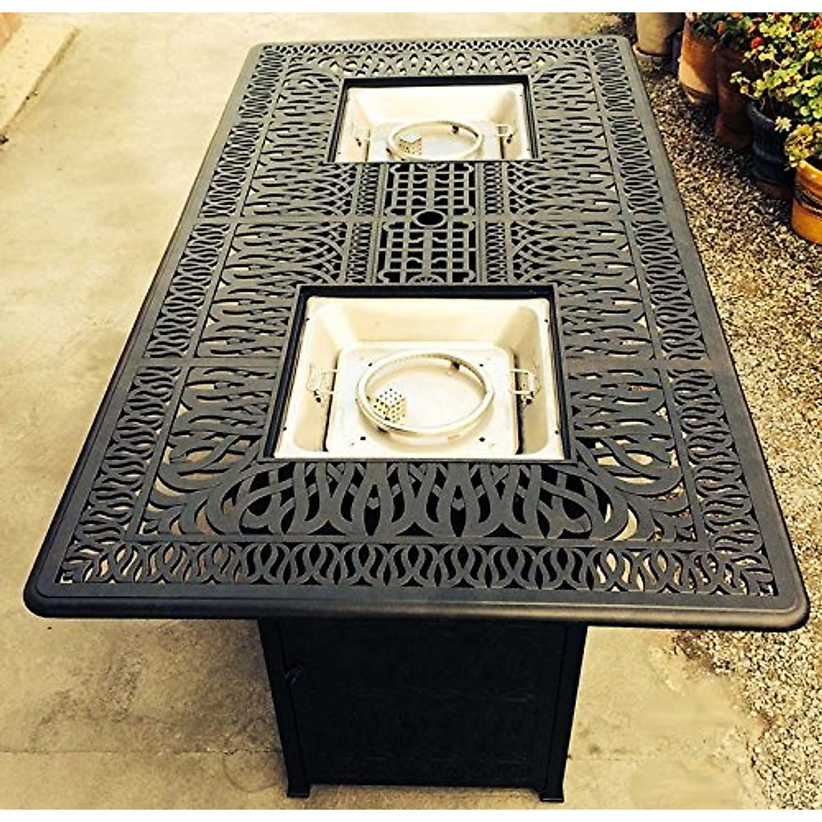 Bar Height fire Pit Dining Set 9 Piece cast Aluminum Patio Furniture Sunbrella Cushions