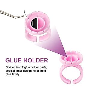 MEKK Glue Rings 100PCS Glue Rings for Eyelash Extension Lash Extension Supplies Disposable Lash Extension Supplies Fanning Blossom Cups for Eyelash Extension(Pink)…