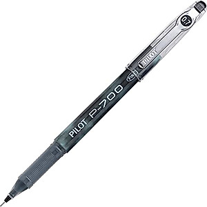 Pilot P-700 Rollerball Stick Gel Pen, Black Ink, Fine 0.7 mm, Dozen (PIL38610)
