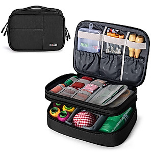 BUBM Double Layer Sewing Organizer with Detachable Dividers, Sewing Supplies Organizer for Sewing kits (BAG ONLY), Black