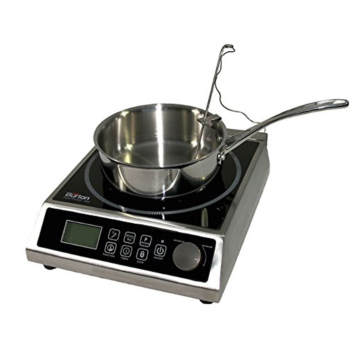 Max Burton 6515 Digital ProChef-1800 Induction Cooktop, Digital Controls, 10 Adjustable Watt and 15 Temperature Settings, Timer, Program Lock, Programmable Cooking, 1800W, 120V