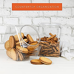 DilaBee Plastic Candy Jars for Candy Buffet, Candy Jars with Lids, Clear Cookie Jars for Kitchen Counter, Candy Dishes for Candy Buffet with Airtight Lid, Candy Bar Containers Set - Hexagonal Jars with Labels [129 Oz, Pack of 2] - Food Grade BPA-Free