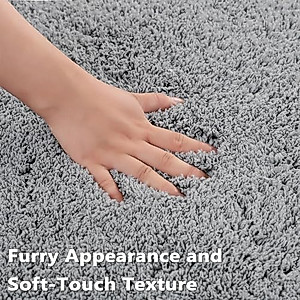 GAOMON Area Rug, Shag Bedroom Rug Fluffy Indoor Washable Rugs Luxury Shag Crawling Carpets for Kids Room Faux Fur Rug for Dorm Living Room Floor Non-Slip Nursery Rugs, Grey, 3' x 5'