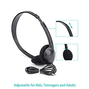 QWERDF Bulk Headphones Classroom 12 Packs Kids Wired Student Earphones for School (12pcs Black Headphones in Individual Bags)