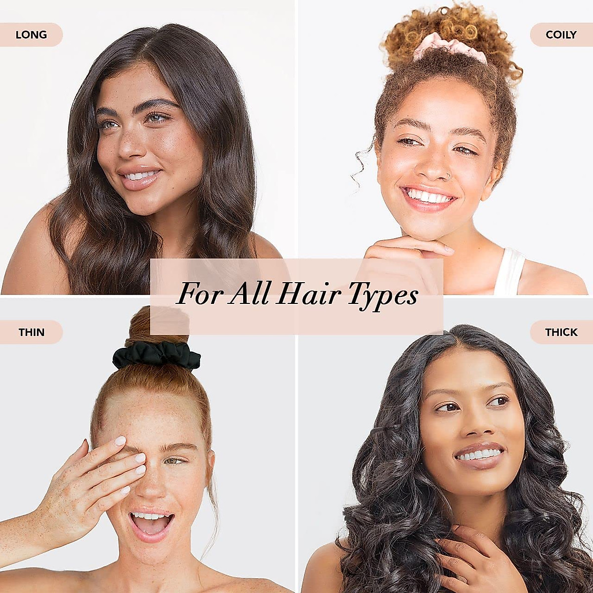 Kitsch Matte Scrunchies for Women - Hair Ties for Thick, Thin or Girls' Hair | Soft, Cute 5pc Set (Blush/Mauve)