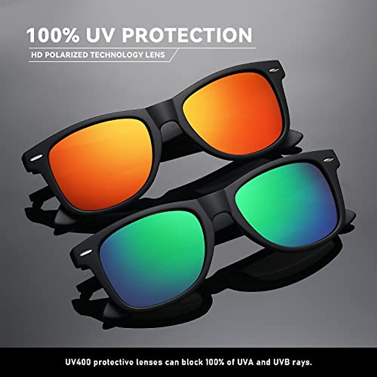 Occhsouo Polarized Sunglasses Womens Men - Sun glasses Fashion Trendy Driving Fishing UV Blocking UV400 Protection (A1-black+blue+orange+green)