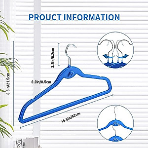 Multi-Color Premium Velvet Hangers with Mini Hooks, Pack of 50, Non Slip, Space Saving Cascading Clothes Hangers, Rainbow Colors, Red, Orange, Yellow, Green, Blue