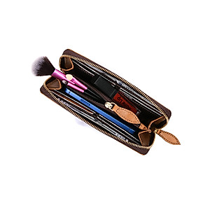 Women's RFID Blocking Large Capacity Leather Wallet Zip Around Phone Clutch Large Travel Purse Wristlet (Seaweed)