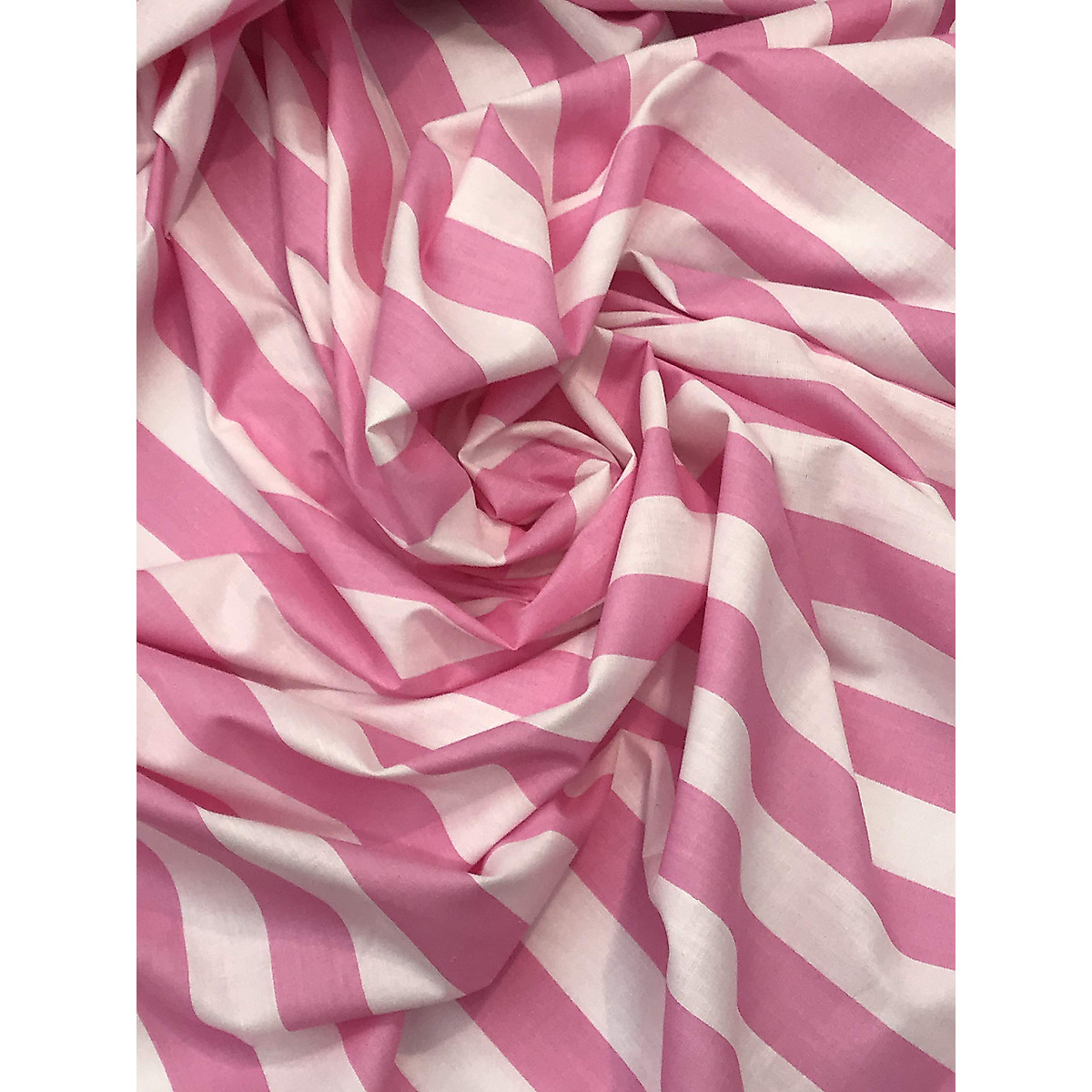 Sal Tex Fabrics, 1" Stripe Poly Cotton Fabric Print, Two Color Combination, Sells by The Yard, 60" Wide (Pink/White)
