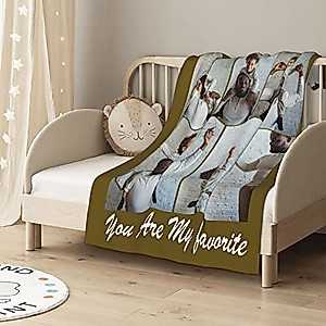 Personalized Blankets for Adults Custom Flannel Blanket with Picture Photos Text-Customizable Blanket as Gifts for Mom Father New Mom Best Friend Family for Wedding Birthday Anniversary 40"X30"