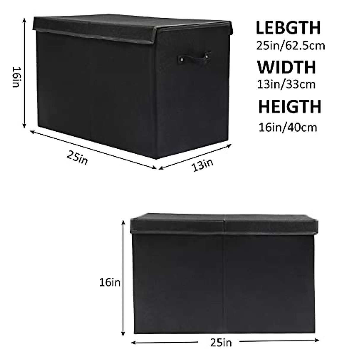 popoly Large Toy Box Chest with Lid, Collapsible Sturdy Toy Storage Organizer Boxes Bins Baskets