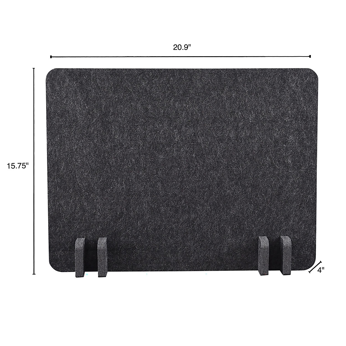 Stand Up Desk Store ReFocus Raw Noise and Distraction Reducing Freestanding Acoustic Desk Divider Mounted Privacy Panel (Anthracite Gray, 20.9" x 16")