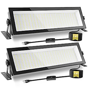 150W LED Shop Lights for Garage 1000W Equiv, 18000lm Very Bright LED Work Light, IP66 Waterproof Outdoor Flood Light with Plug, 5000K White High Bay Light for Workshop Yard Garage Factory (2 Pack)