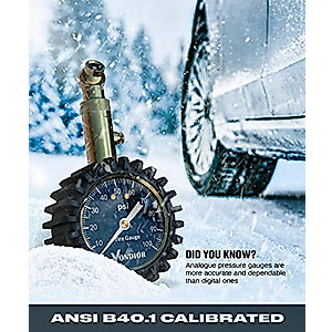 Vondior Tire Pressure Gauge (0-100 PSI) Heavy Duty, Certified ANSI Accurate with Large 2 Inch Easy to Read Glow Dial, Low - High Air Pressure Gauge. Tire Gauge for Car and Trucks Tires