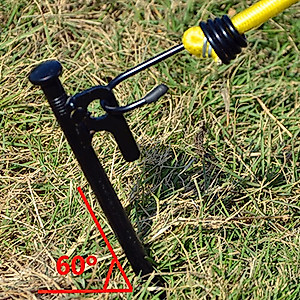 Linwnil Tent Stakes Camping Hammer Accessories Set , 12Pcs Heavy Duty 8in Tent Stakes, 1Pce Camping Hammer (Gray) Forged Steel Unbent Tent Pegs-Ideal Camping Stakes for Rocky/Hard Places