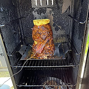 Stainless Steel 10 inch Vertical Skewer for Tacos Al Pastor-Shawarma Stand Skewer for Charcoal Grills or Stove,with 2 Removable Spikes(8.5“/12”)-Universal BBQ Grilling Accessory