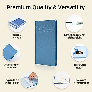 Blue Lake ECOLIFE Monthly & Weekly Life Planner Kit, Undated, Hardcover Journal 6x8, Blank Page Notebook, Stickers, Pencil Pouch, Bookmarks BLUE