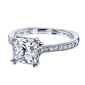 Kobelli Princess Moissanite Square Shank Trellis Engagement Ring 2 1/10 CTW 14k White Gold (GH/VS, GH/I), 5