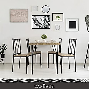 CAPHAUS 5 Pieces Dining Table & Chairs Set for 4, Space-Saving Rectangle Table w/Four Chairs for Kitchen, Dining Room, Breakfast Nook, Dinette, Modern Design Set, Brown Oak